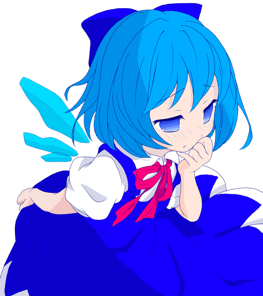 The Big Imageboard Tbib Blue Eyes Blue Hair Blush Cirno Maki Natoriumu Ribbon Short Hair
