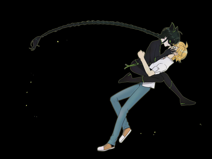 The Big ImageBoard (TBIB) - 1boy 1girl adrien agreste animal ears black background black ...