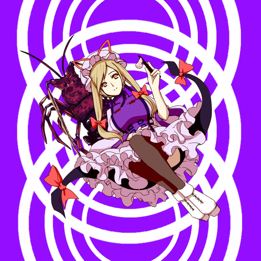 The Big Imageboard Tbib Black Legwear Blonde Hair Bow Bug