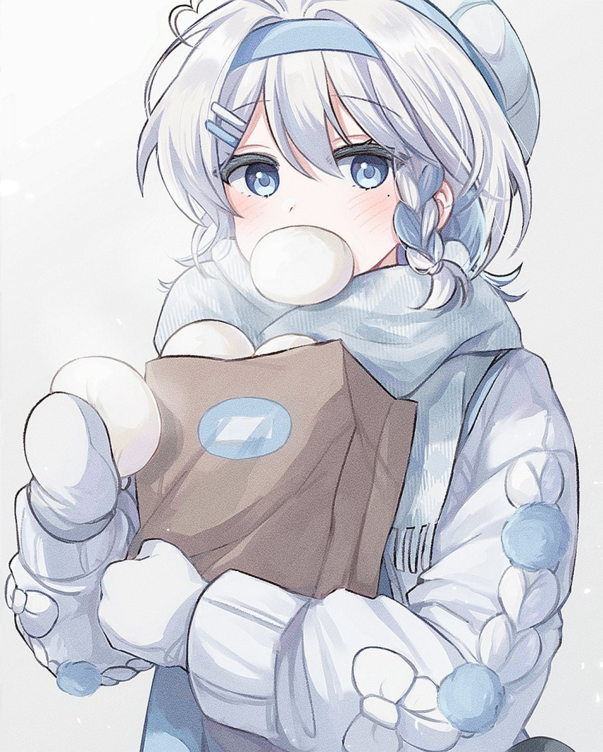 The Big ImageBoard (TBIB) - 1girl bag baozi blue eyes blue hair blush ...