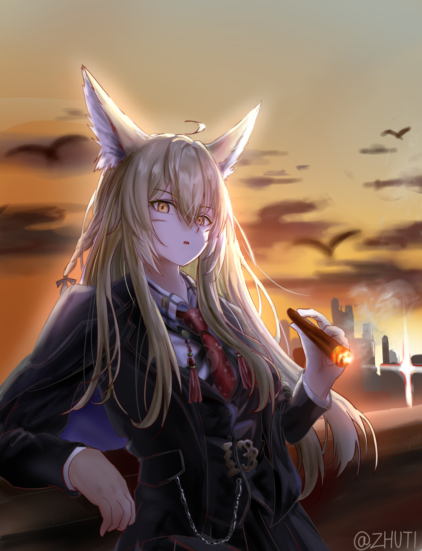 The Big ImageBoard (TBIB) - 1girl ahoge animal ear fluff animal ears arknights belt chain black ...
