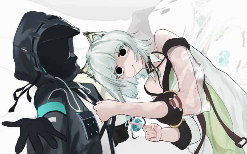 The Big ImageBoard (TBIB) - 1girl 1other animal ear fluff animal ears arknights black gloves ...