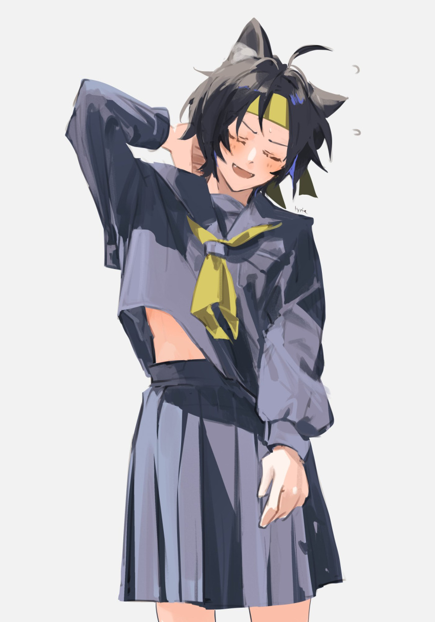 The Big ImageBoard (TBIB) - 1boy ahoge animal ears asaba harumasa bandana black hair black ...