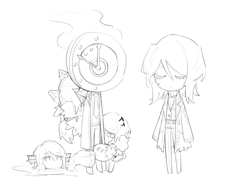 The Big ImageBoard (TBIB) - 1other 4girls animal ears chibi claws clock ...