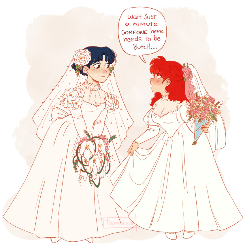 The Big ImageBoard (TBIB) - 2girls :o blue hair blush border bouquet ...