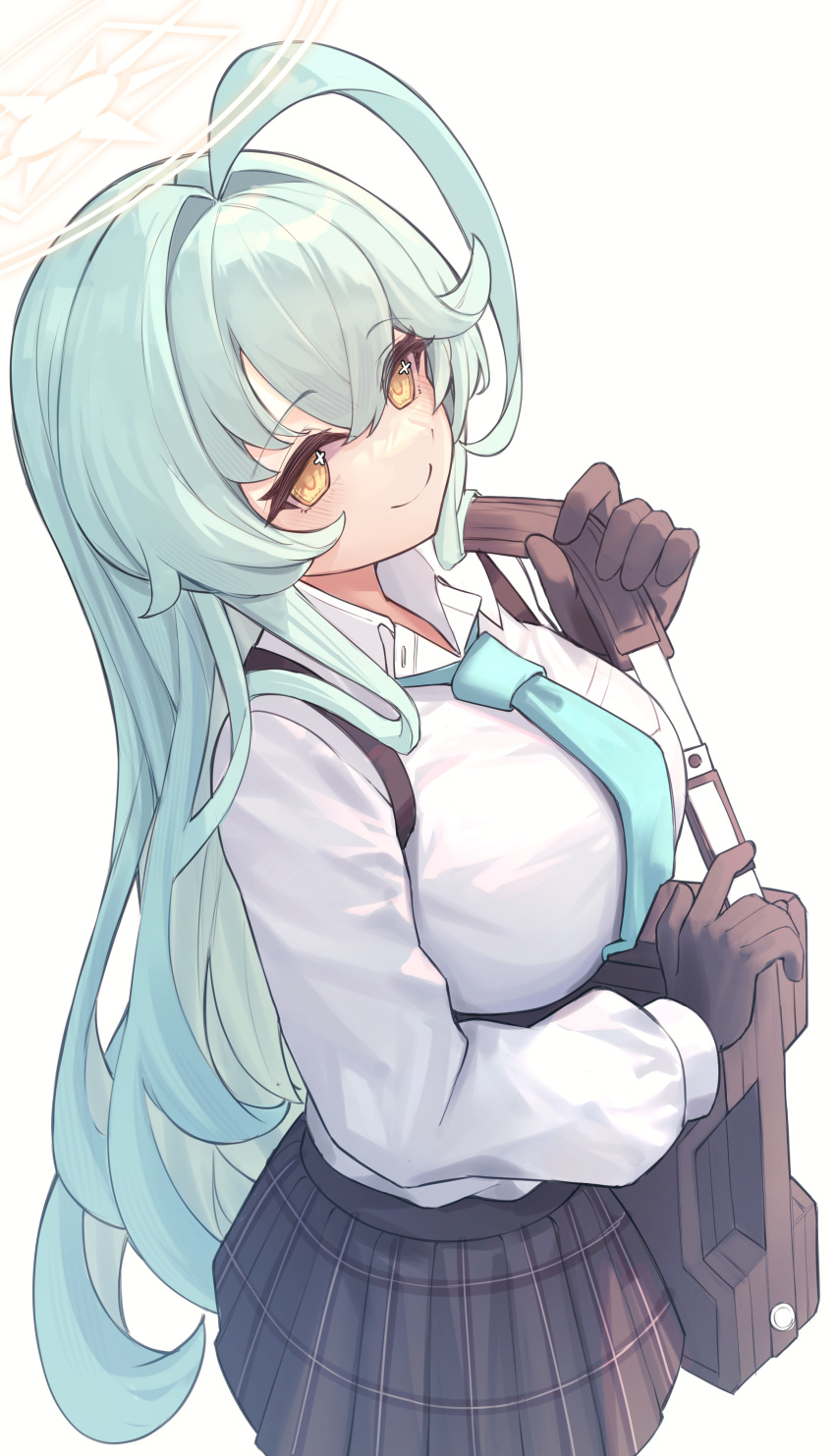 The Big ImageBoard (TBIB) - 1girl absurdres ahoge black gloves black skirt blue archive blue ...