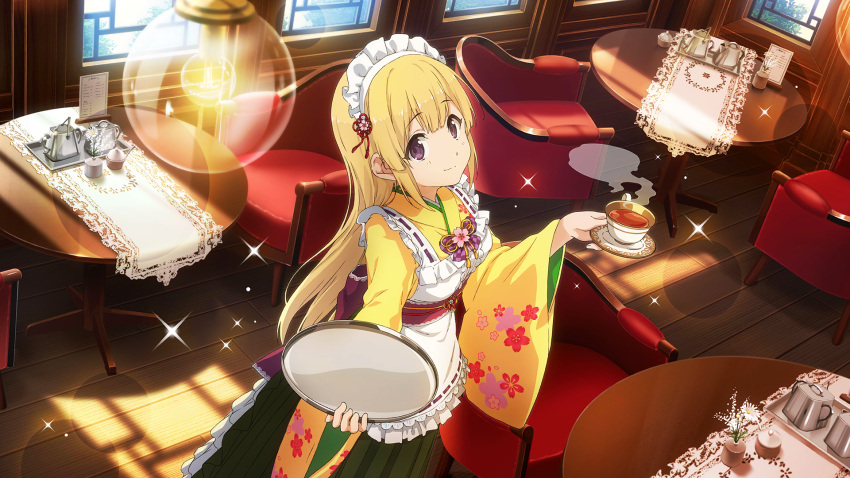 The Big ImageBoard (TBIB) - 1girl 22/7 22/7 ongaku no jikan apron black tea blonde hair closed ...