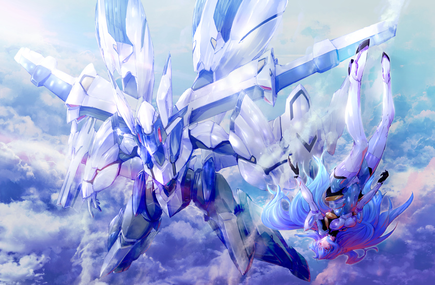 The Big ImageBoard (TBIB) - 1girl android blue hair cloud commentary ...