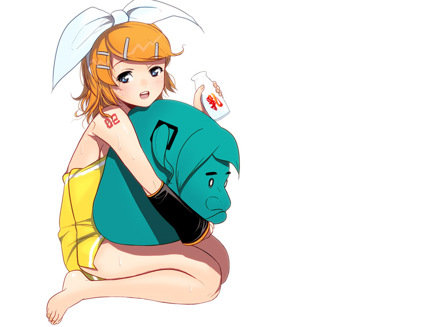 The Big Imageboard Tbib Barefoot Blonde Hair Blue Eyes Bow Kagamine