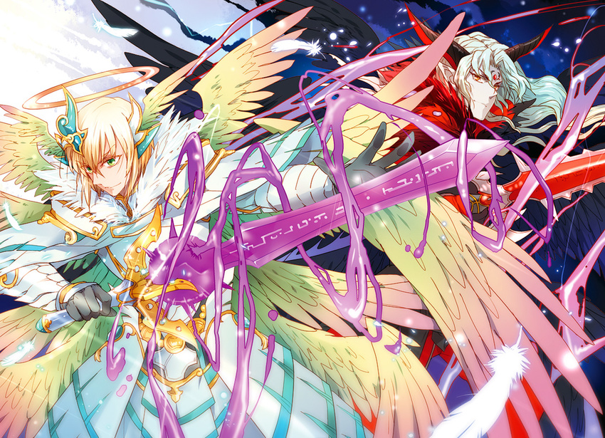 The Big ImageBoard (TBIB) - 2boys angel angel and devil angel wings ...