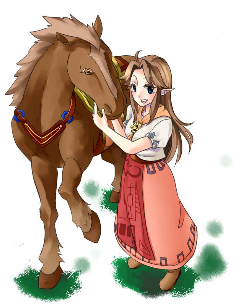 The Big Imageboard Tbib Blue Eyes Boots Brown Hair Dress Epona