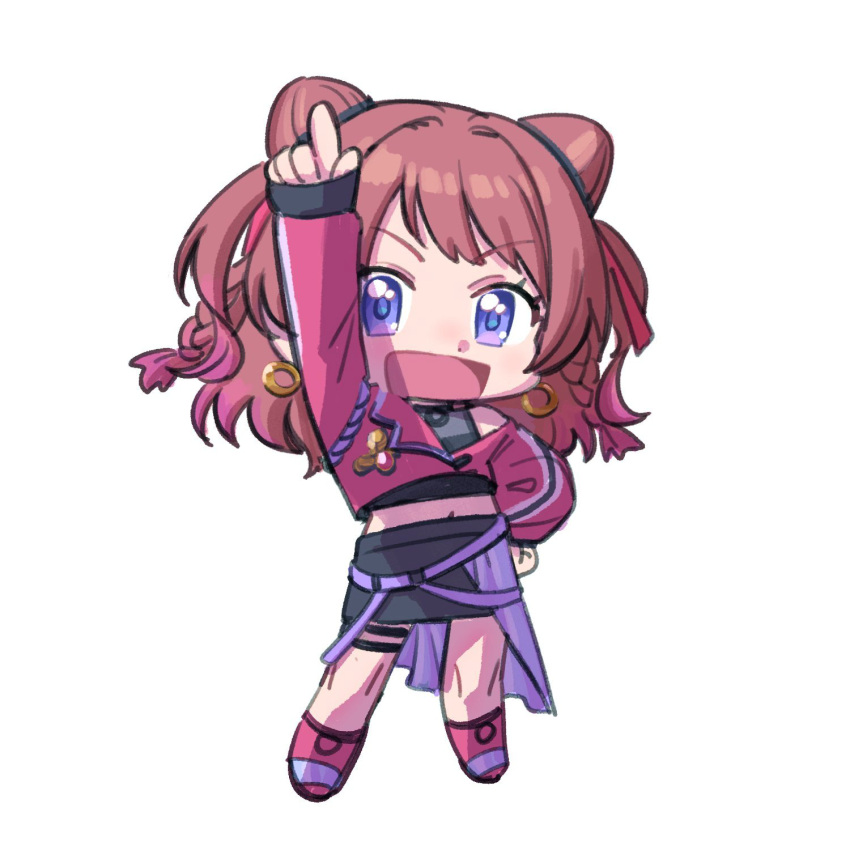 The Big ImageBoard (TBIB) - 1girl arm up blush braid brown hair chibi ...