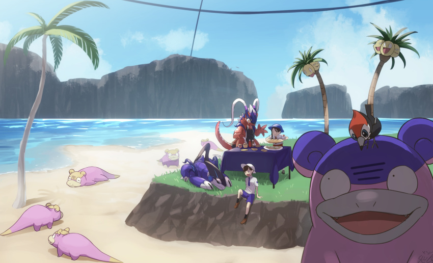 The Big ImageBoard (TBIB) - 1boy 1girl alolan exeggutor beach blue hat ...