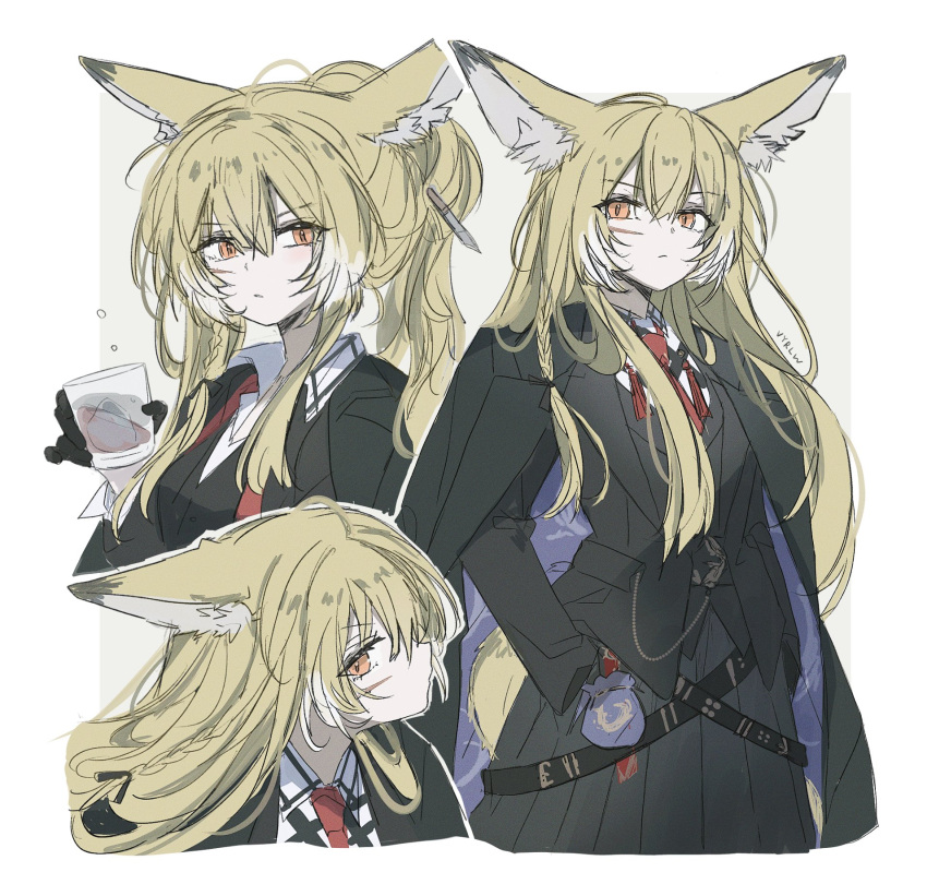 The Big ImageBoard (TBIB) - 1girl alternate hairstyle animal ear fluff arknights black jacket ...
