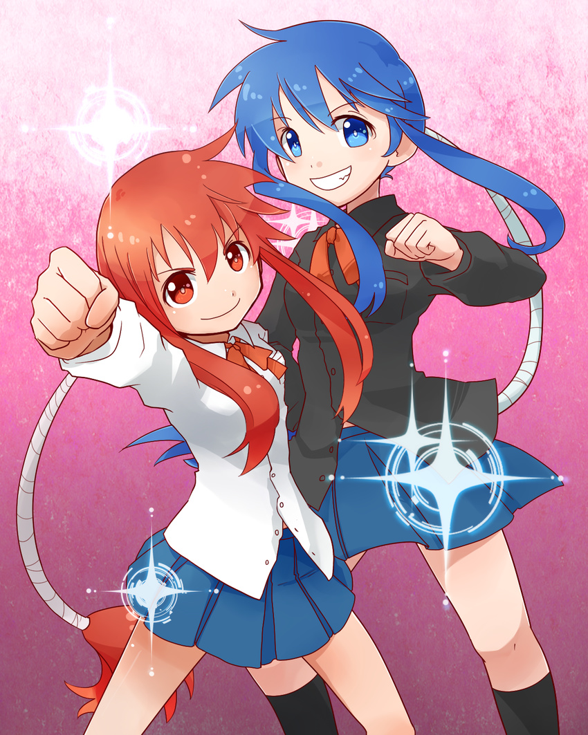 The Big ImageBoard (TBIB) - 1girl alternate color arm up blue eyes blue hair bow bowtie clenched ...