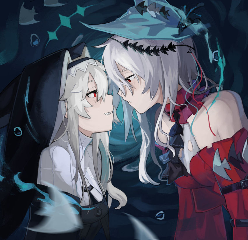 The Big ImageBoard (TBIB) - 2girls absurdres aqua headwear arknights ascot black ascot black ...