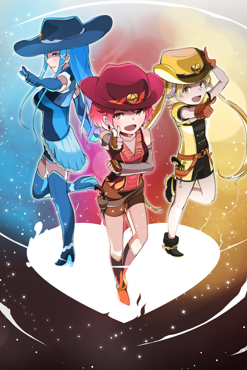 The Big ImageBoard (TBIB) - 3girls absurdres blonde hair blue eyes blue hair commentary request ...