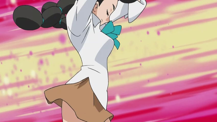 The Big ImageBoard (TBIB) - 1girl arms up black hair eyes closed female ...