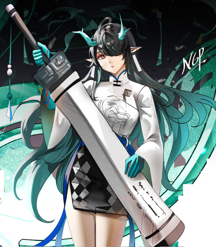 The Big ImageBoard (TBIB) - 1girl arknights belt black hair colored ...