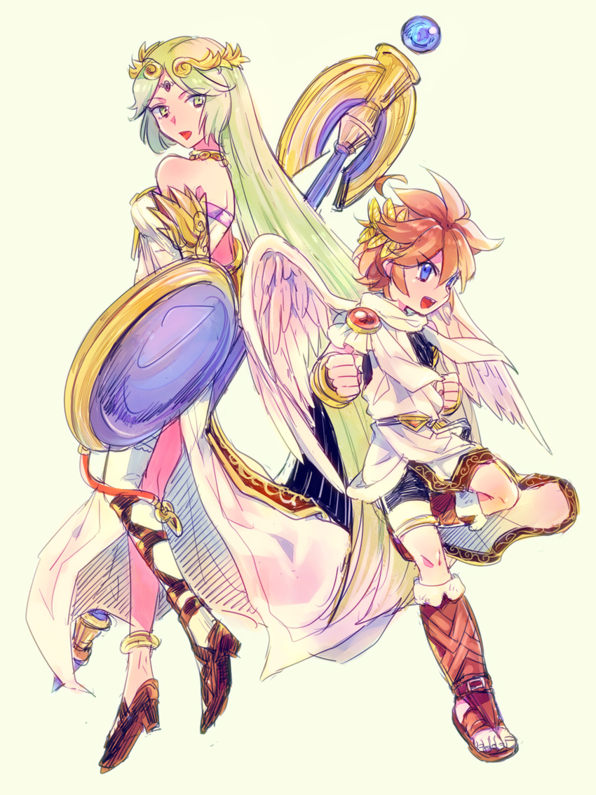 The Big ImageBoard (TBIB) - 1boy 1girl artist request brown hair green hair kid icarus kid ...