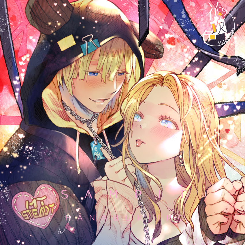 The Big ImageBoard (TBIB) - 1boy 1girl animal hood black jacket blonde hair blue eyes blush ...