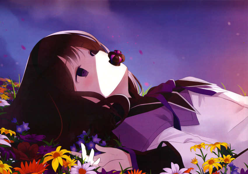 The Big Imageboard Tbib Akemi Homura Black Eyes Black Hair Flowers