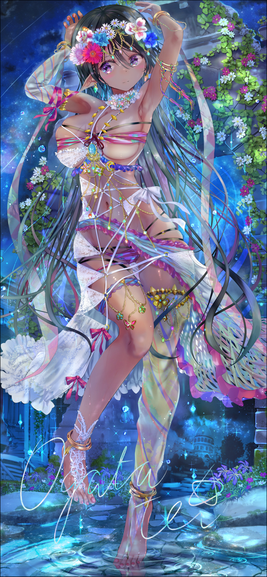 The Big ImageBoard (TBIB) - 1girl absurdres anklet armlet black hair bracelet breasts dancer ...