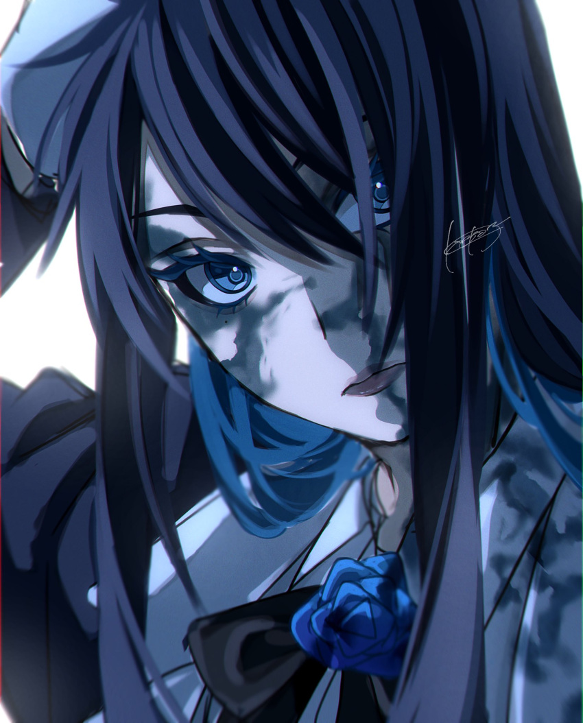 The Big ImageBoard (TBIB) - 1girl ado (utaite) black bow black bowtie black coat blue eyes blue ...