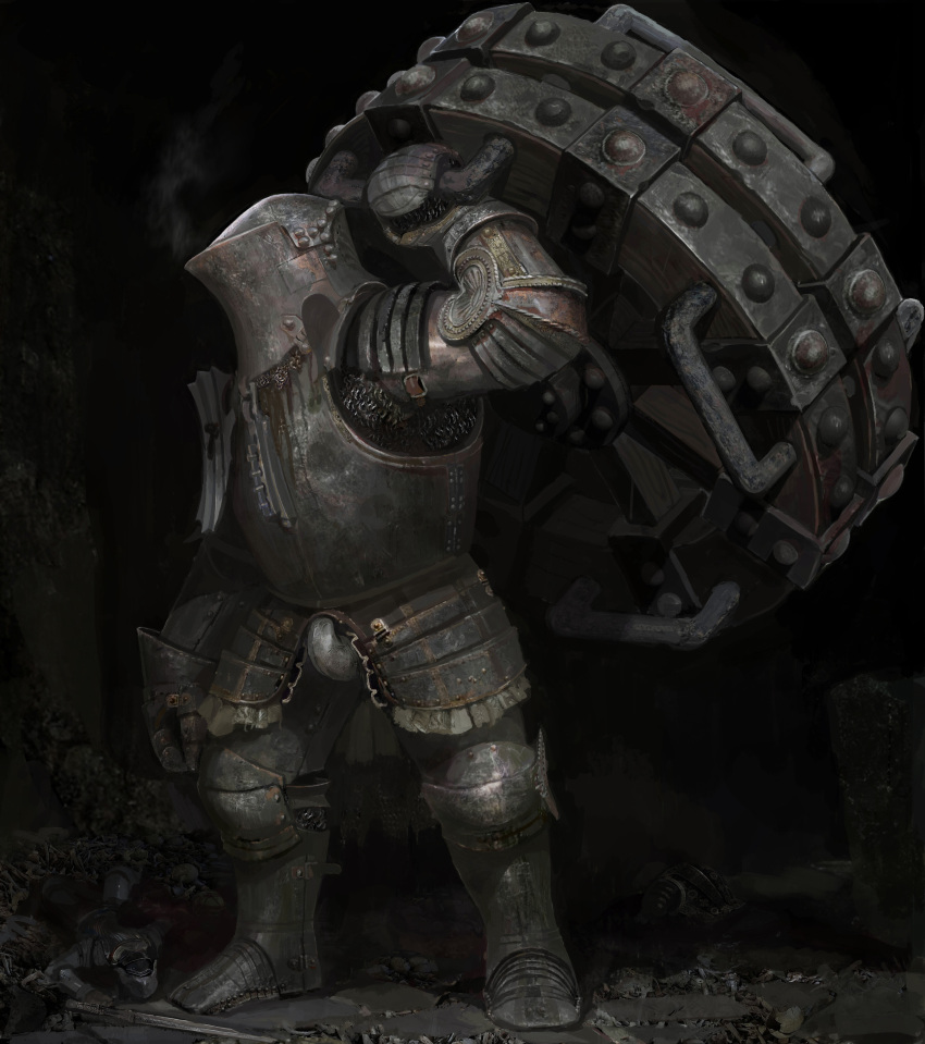 The Big ImageBoard (TBIB) - 1other absurdres arm at side armor black background chainmail ...