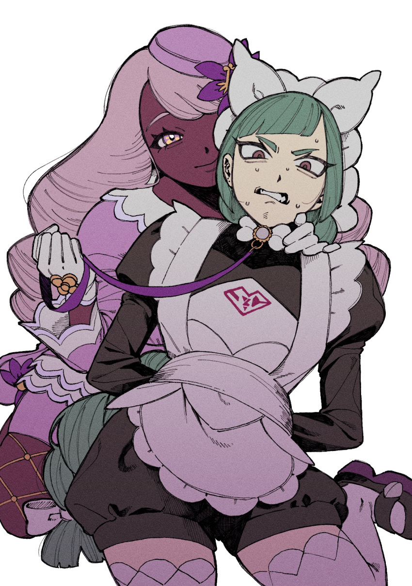 The Big ImageBoard (TBIB) - 2girls apron black dress bound bound wrists ...