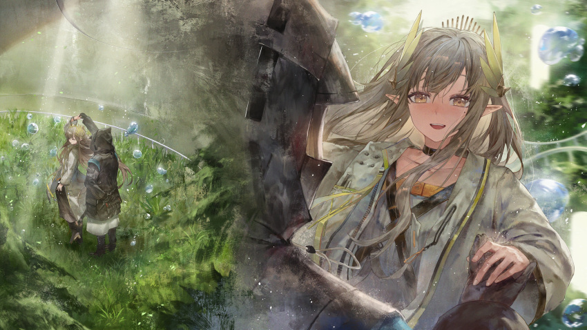 The Big ImageBoard (TBIB) - 1girl 1other absurdres arknights arm behind back arm up black choker ...