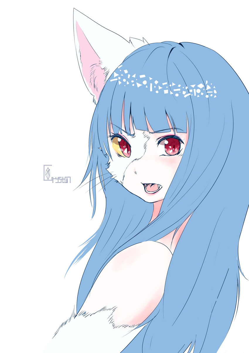 The Big ImageBoard (TBIB) - artist request blue hair cat furry long hair red eyes transformation ...