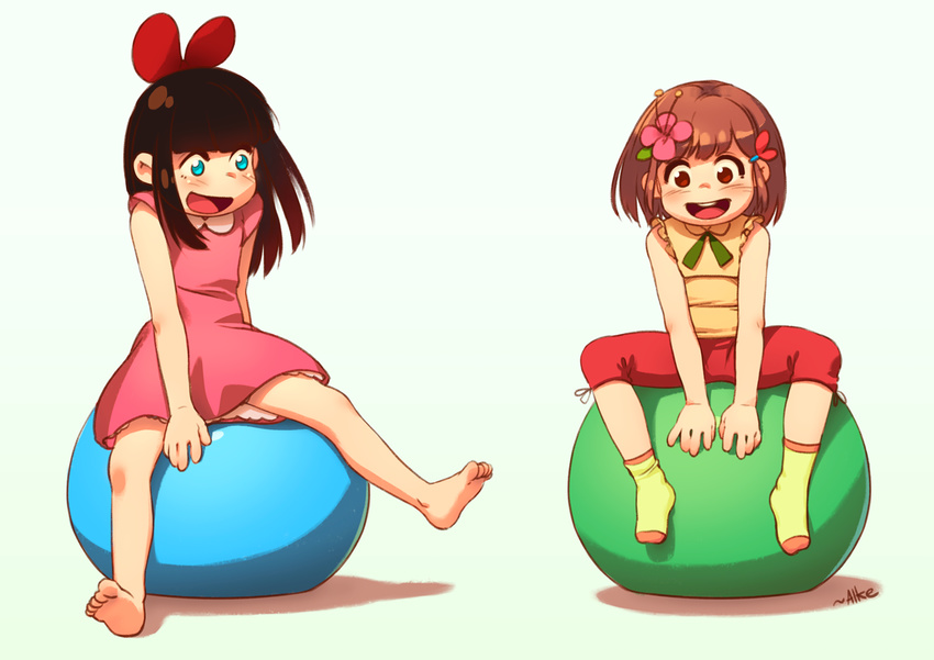 The Big Imageboard Tbib 2girls Alkemanubis Ball Barefoot Black Hair