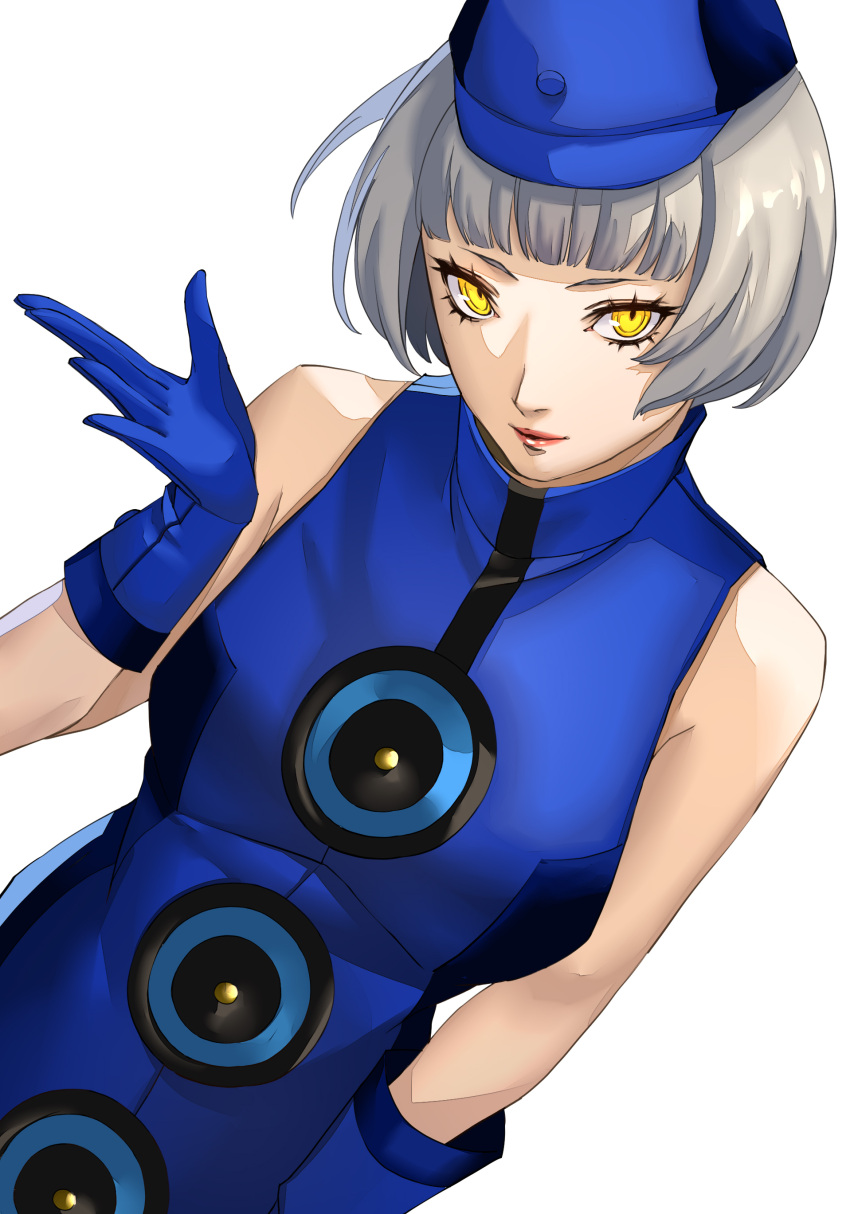 The Big ImageBoard (TBIB) - 1girl absurdres bare shoulders blue dress blue gloves blue headwear ...