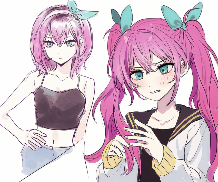 The Big ImageBoard (TBIB) - 1girl alternate hair length alternate hairstyle aqua bow aqua eyes ...