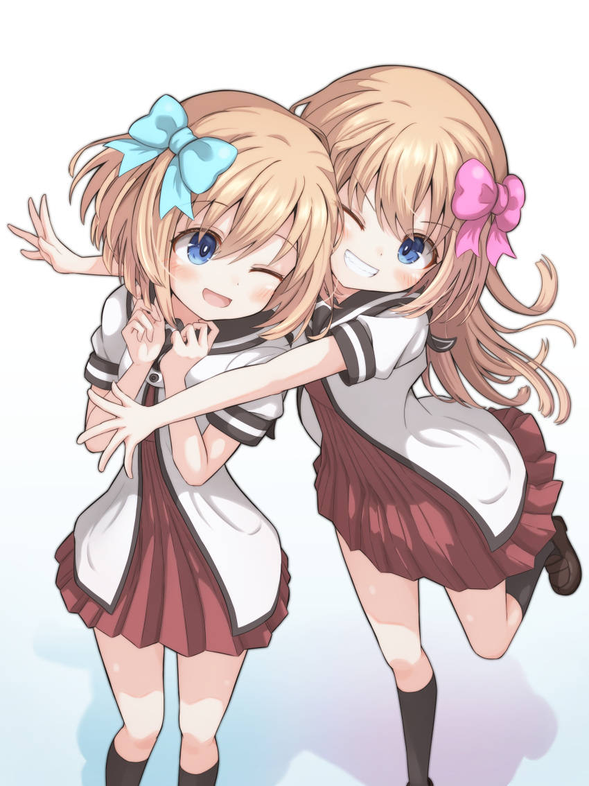 The Big ImageBoard (TBIB) - 2girls ;) absurdres aqua bow blonde hair ...