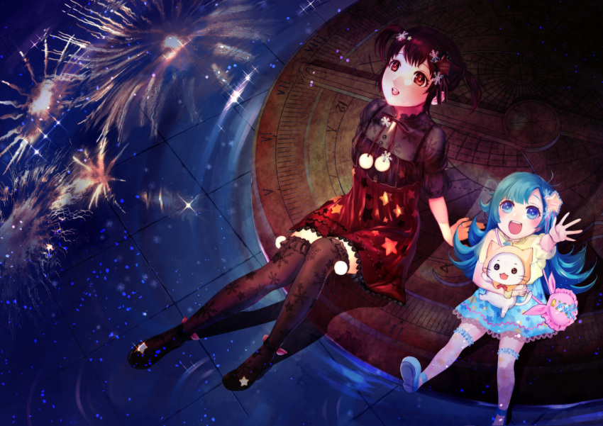 The Big ImageBoard (TBIB) - 2girls absurdres aerial fireworks age ...