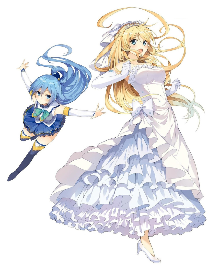 The Big ImageBoard (TBIB) - 2girls alternate costume aqua (konosuba) blonde hair blue eyes blue ...