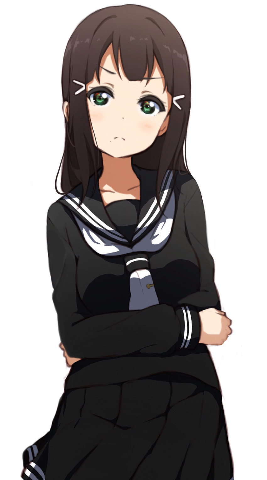 The Big ImageBoard (TBIB) - 1girl absurdres bad id bad pixiv id black serafuku blush brown hair ...