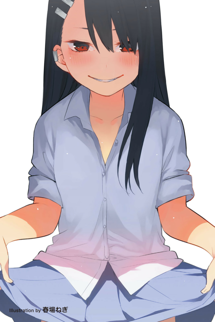 The Big ImageBoard (TBIB) - 1girl artist name black hair blue skirt blush brown eyes clothes ...