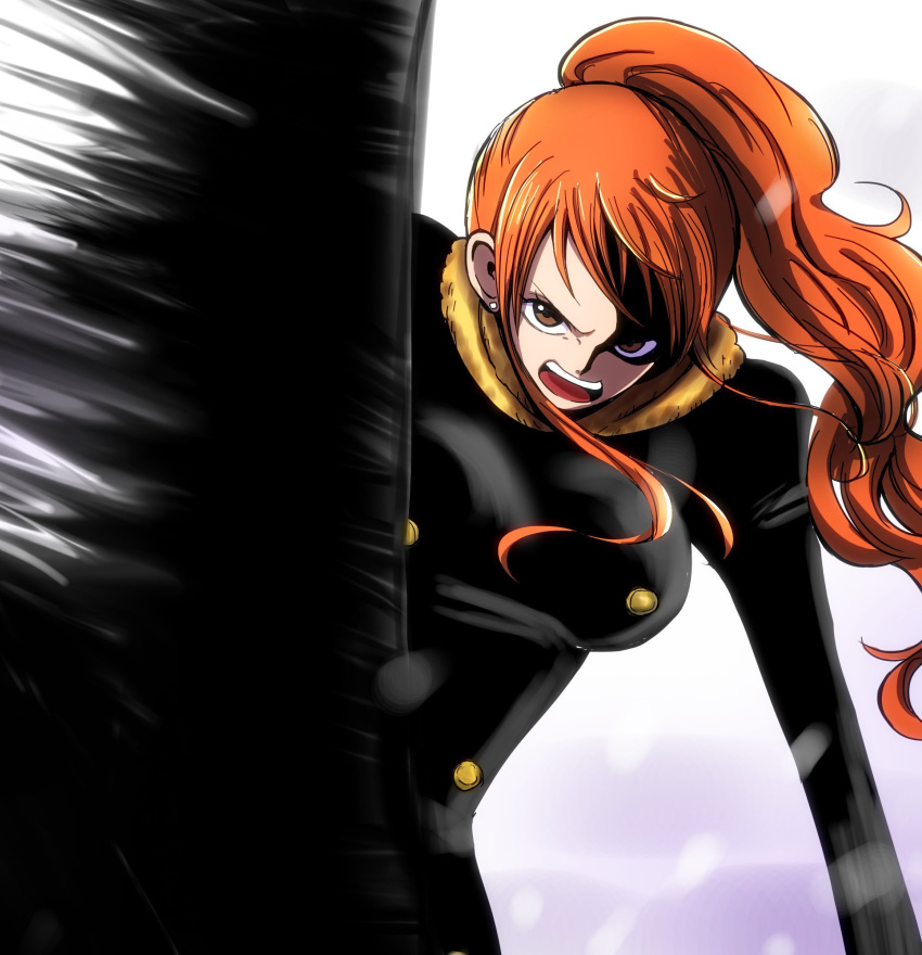 The Big Imageboard Tbib 1girl Black Outfit Brown Eyes Coat Kicking