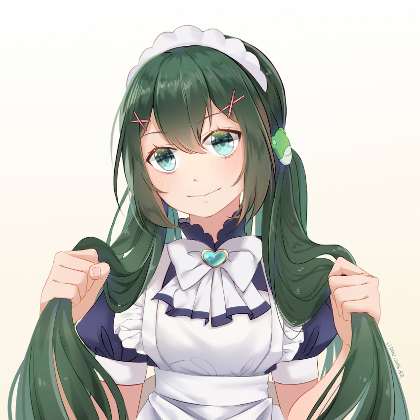 The Big Imageboard Tbib Alternate Costume Apron Asui Tsuyu Black Eyes Blush Boku No Hero
