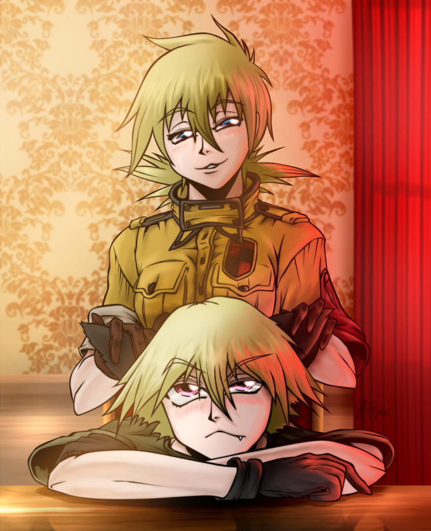 The Big ImageBoard (TBIB) - 1boy 1girl animal ears blonde hair blue ...