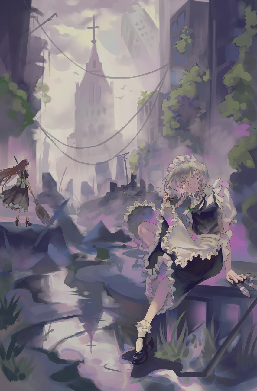 The Big ImageBoard (TBIB) - 2girls absurdres apron back bow between ...