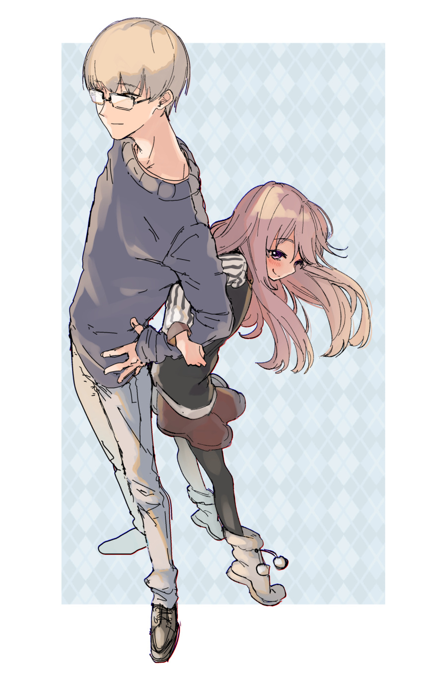 The Big ImageBoard (TBIB) - 1boy 1girl age difference back-to-back black legwear boots brown ...