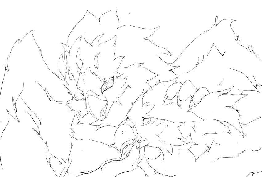 The Big Imageboard Tbib Ambiguous Gender Anthro Avian Beak Bird Black And White Cloudyiki