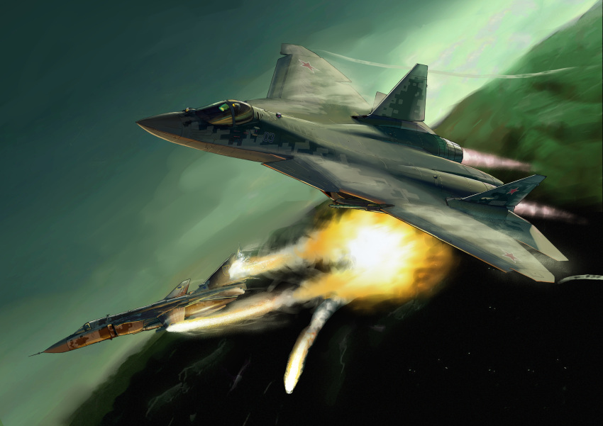 The Big ImageBoard (TBIB) - absurdres aerial battle afterburner aircraft airplane battle ...