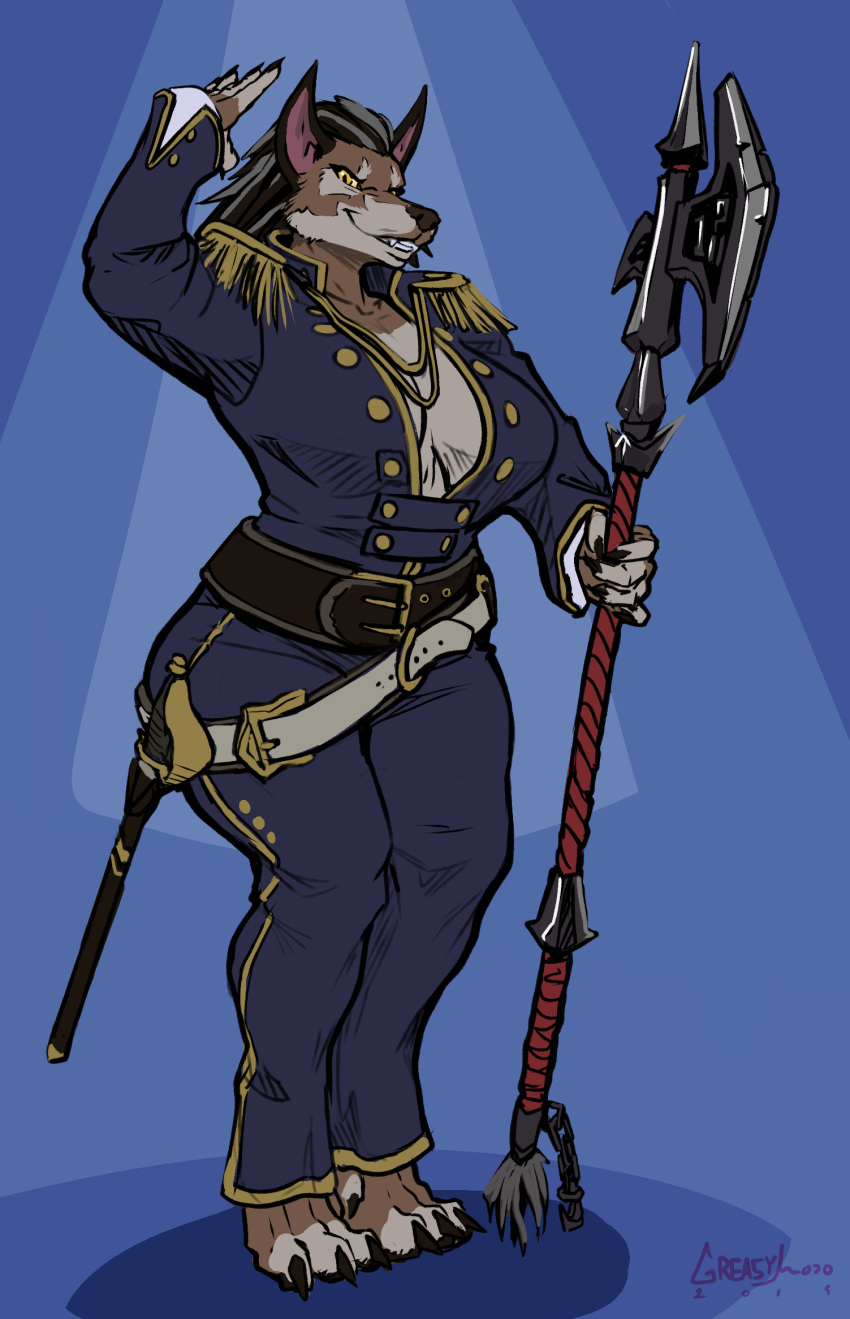 The Big ImageBoard (TBIB) - anthro axe belt canid canine canis clothed clothing female fur ...