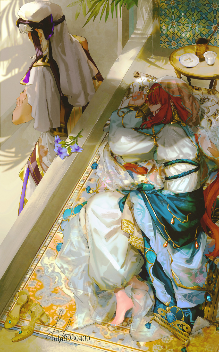 The Big ImageBoard (TBIB) - 1boy 1girl absurdres artist name barefoot carpet commentary request ...