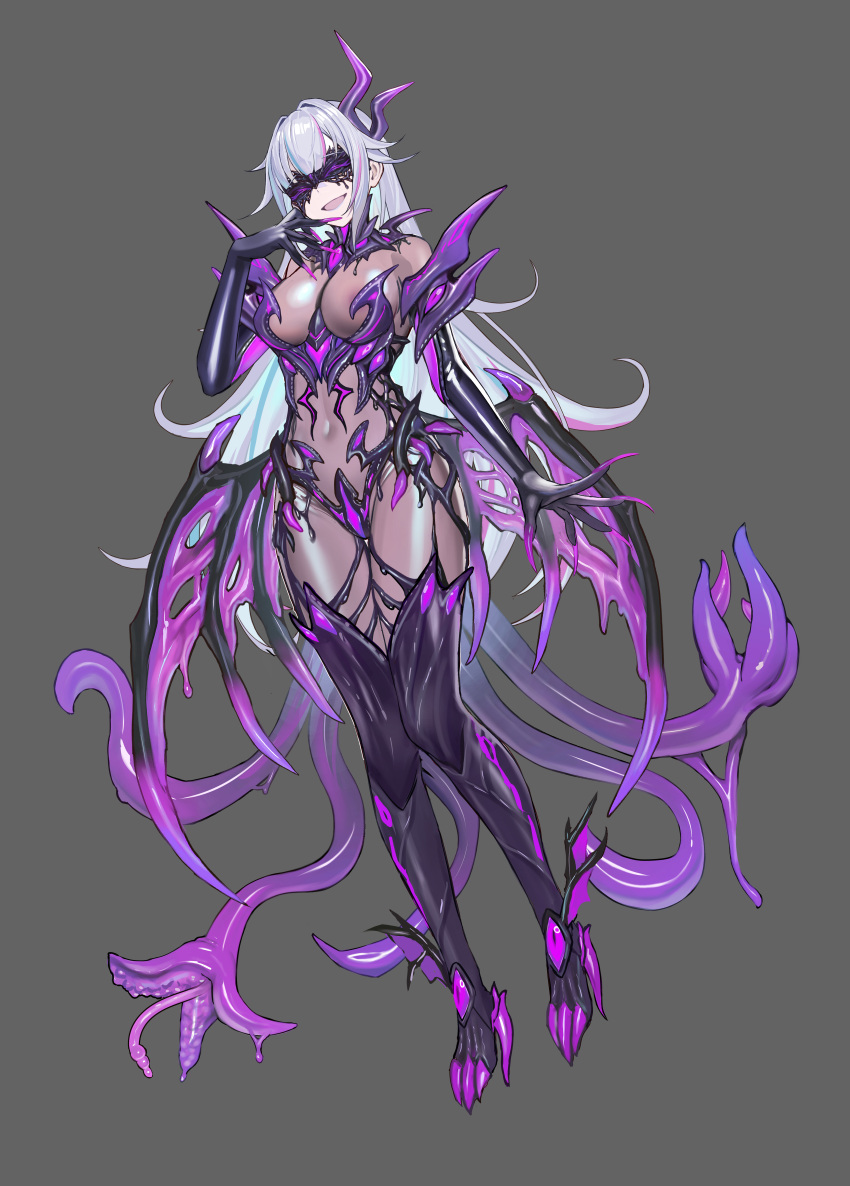 The Big ImageBoard (TBIB) - 1girl :d absurdres blindfold bodysuit breasts claws commentary ...